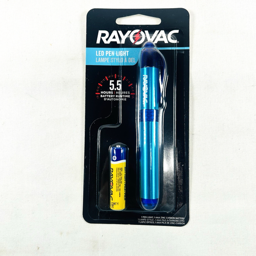 New Rayovac Pen Flashlight LED Blue Aluminum Pocket-Sized Penlight 1 x ...