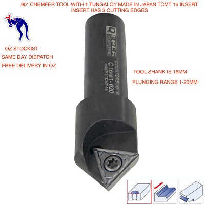 CHAMFER TOOL 90* WITH 1 MADE IN JAPAN CARBIDE INSERT 3 CUTTING EDGES 1 ...