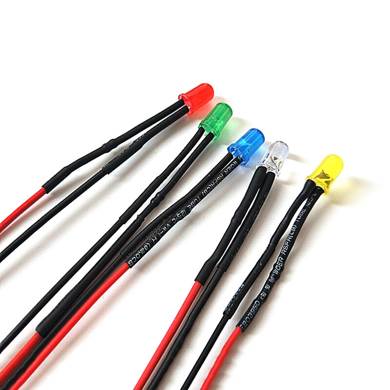 3mm Pre-Wired Ultra Bright LEDs Bulb 2V 3V 12V~ 220V White/Red/Green ...