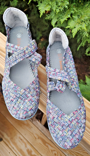 BERNIE MEV Lulia Multicolor Platform Wedge Woven Mary Jane Shoes Sz 8 ...