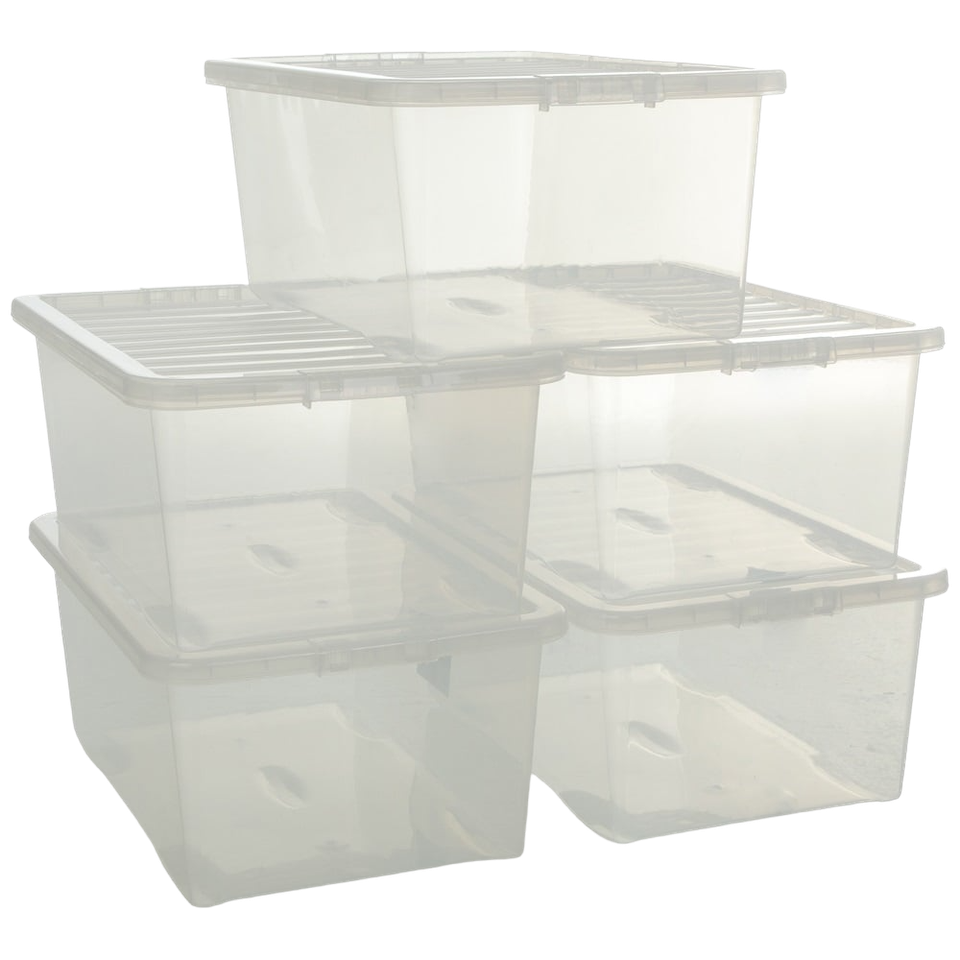4L-80L Clear Plastic Storage Boxes With Lids Home Office Kitchen ...