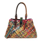 Womens Multi-color Leather Hand-woven Handbag Shoulder Messenger Bags ...
