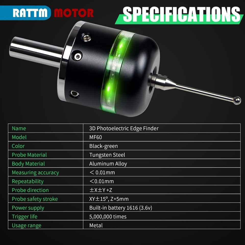 【US】Waterproof CNC High Precision 3D Touch Probe Edge Finder Trigger ...