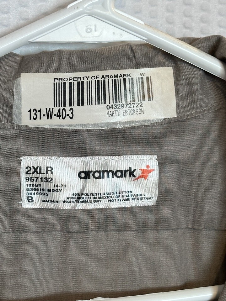Aramark Coors Light Employee Work Shirt 2XLR Gray Short Sleeve Button ...