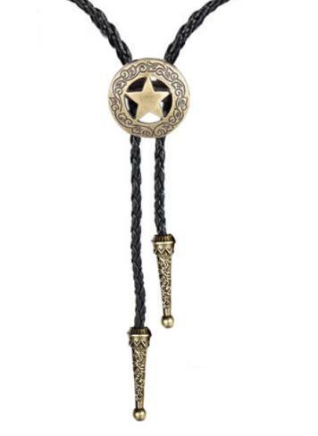 Western Cowboy Bolo Tie Black Stone Obsidian Rodeo Dance Necktie ...