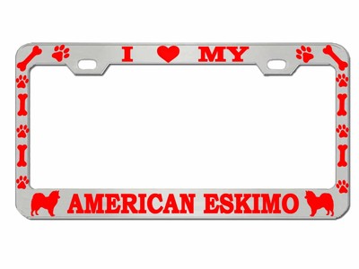 I Love My American Eskimo Dog Lovers Design Heavy Duty Metal Car ...