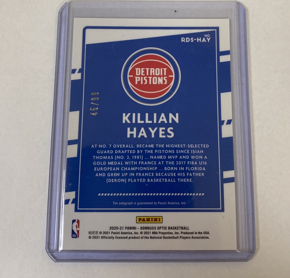 2020 Panini Donruss Optic Dominators Signatures /99 Killian Hayes ...