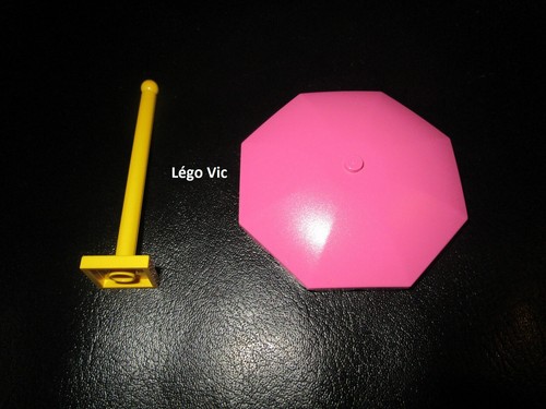 Lego 6252 Belville Parasol Dark Pink Rose stand Pied 6253 Yellow Jaune ...