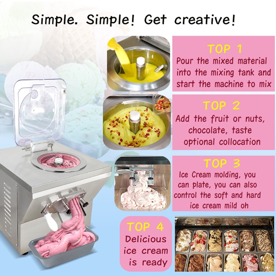 Kolice Commerical ice Cream Maker Countertop Italian Gelato Hard Ice ...