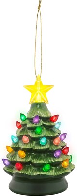 Christmas Is Forever 5.25” Green Nostalgic 5.25" Ceramic Tree LED ...