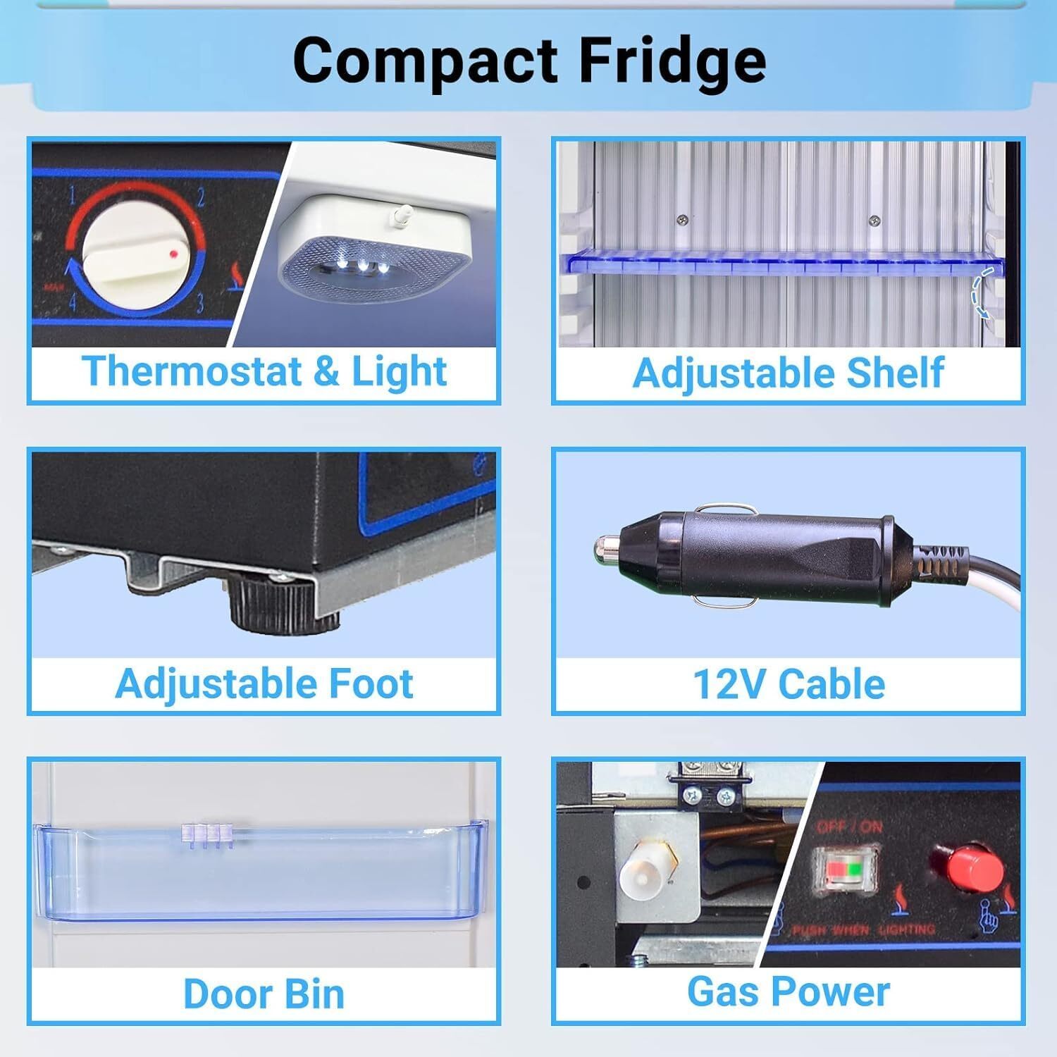 3-Way Fridge Propane Gas Mini Fridge Camper Motorhome LPG 12V/110V RV ...
