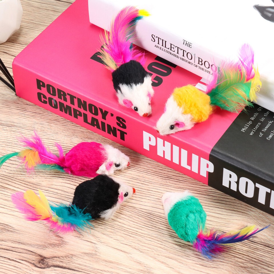 10PCS Mice Cat Toys Kitten Toys Furry Mice Furry Pet Toys Mice Cat Toy ...