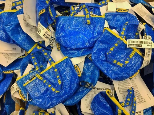 NEW IKEA KNÖLIG Bag Small Keychain Zipper Coin Bag Key Ring Blue Frakta ...