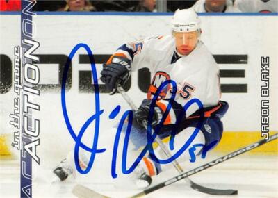 Jason Blake autographed Hockey Card (Islanders) 2003 In The Game Action ...