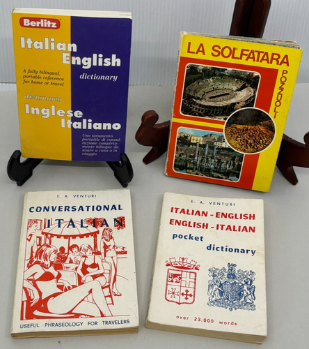Lot of 3 Italian English Language Translation Books & Italian Post Card ...