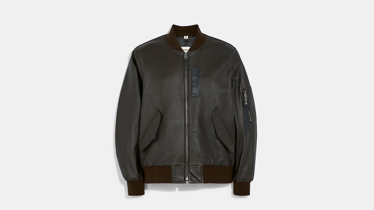 Coach C1960 Lamb Leather Ma 1 Jacket Brown Men's Size 46 M Coach C1960 Lamb Leather Ma 1 Jacket Brown Men's Size 46 M