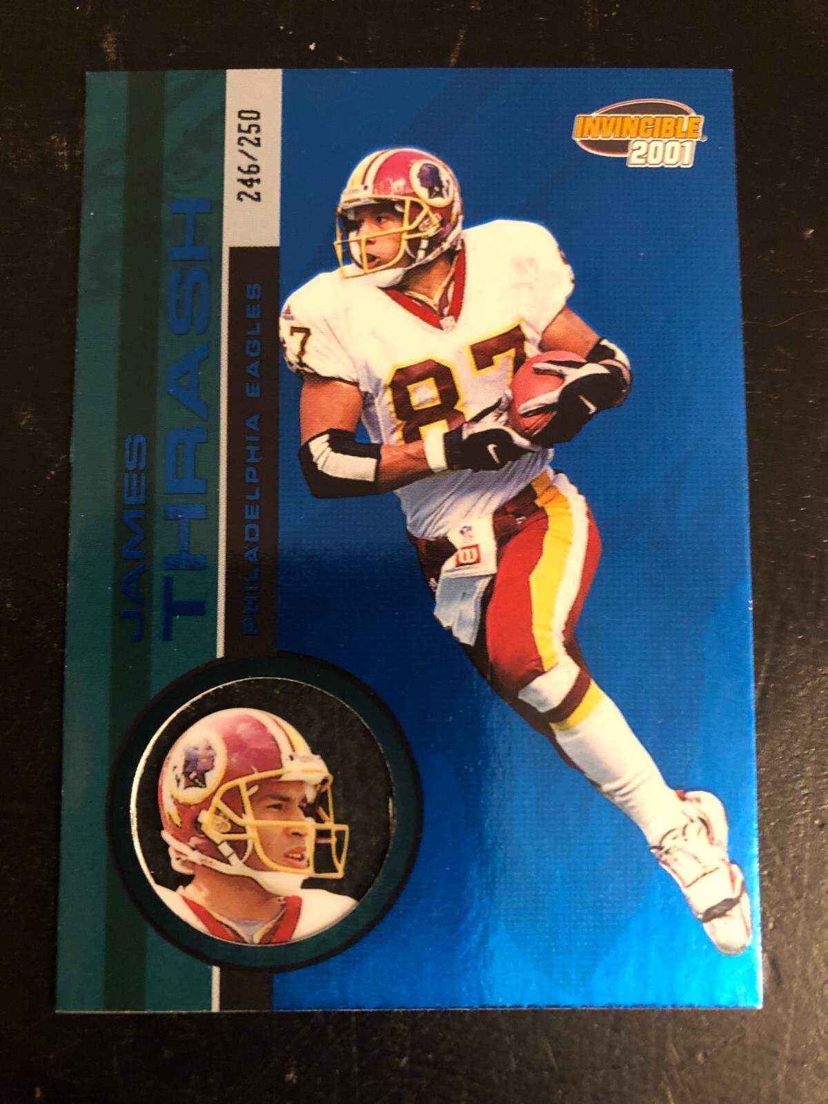 2001 Pacific Invincible Blue James Thrash Washington Redskins 246/250 ...