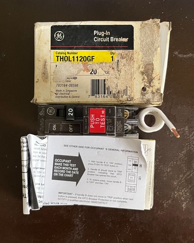 THQL1120GF GE Plug In Ground Fault Circuit Breaker 20 AMP 120V GFCI NEW ...