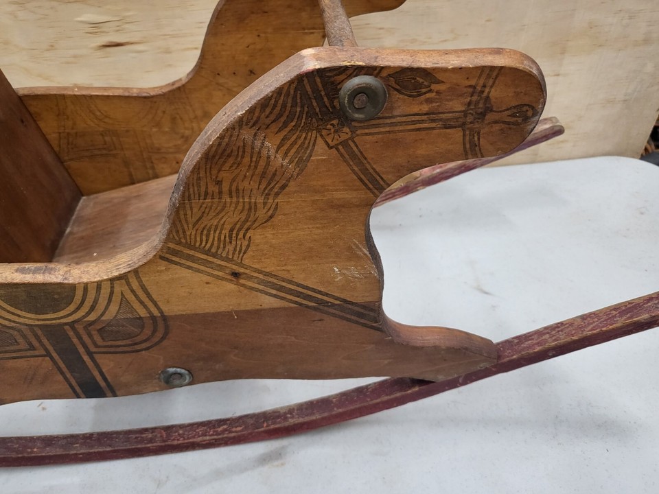 Child's Primitive 1912 Antique Shoo Fly Wood Rocking Horse with ...