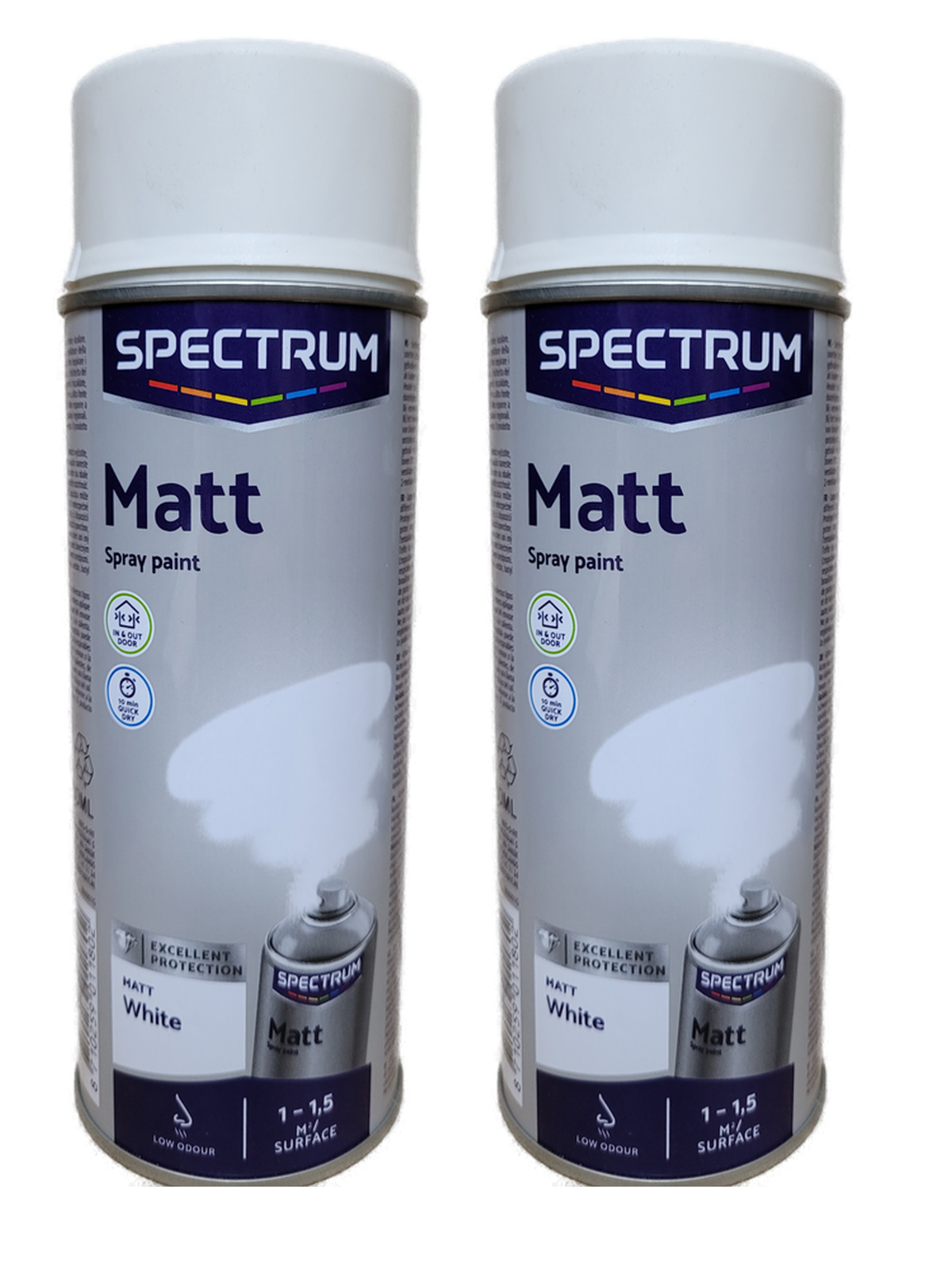 2 x 400ml Lackspray Sprühlack Lack Farbe Matt Weiß Weiss Spectrum ...