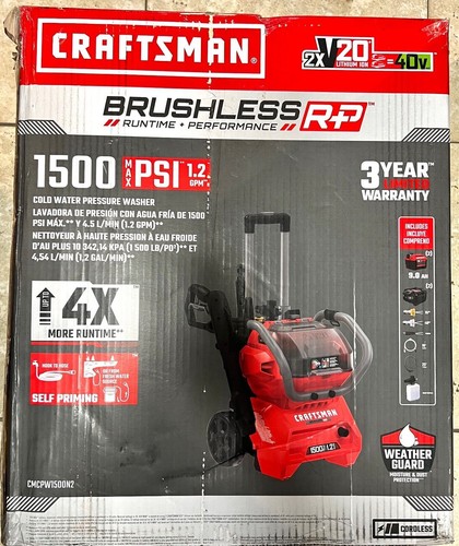 Craftsman V20 1500 PSI Cold Water Pressure Washer cordless- Red ...