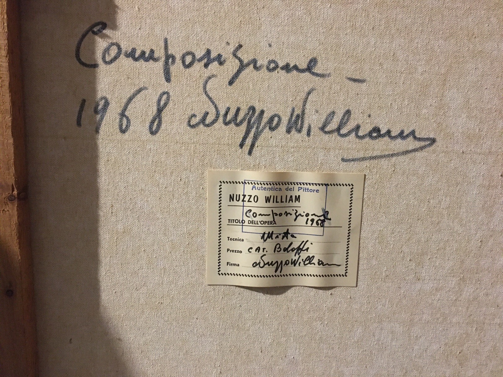 Quadro Dipinto Di Nuzzo William - Composizione 1960- Catalogo Bolaffi ...