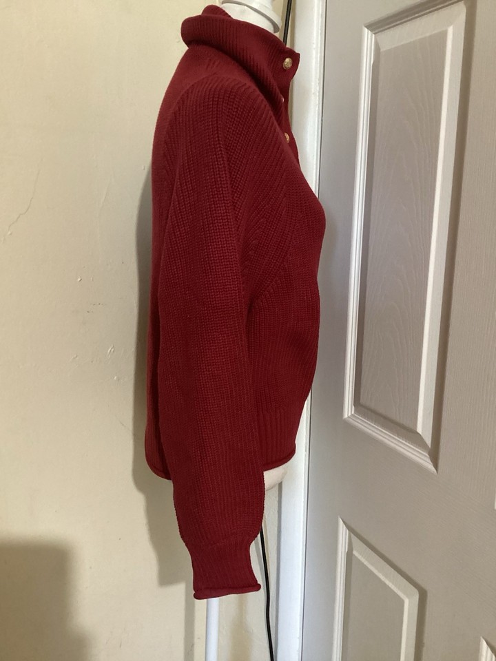 J. Crew Red Ribbed Cotton Button Collar Sweater M | eBay