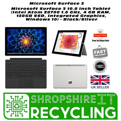 Microsoft Surface 3 Model 1645 x7-Z8700 4GB RAM 128GB Windows 10 ...
