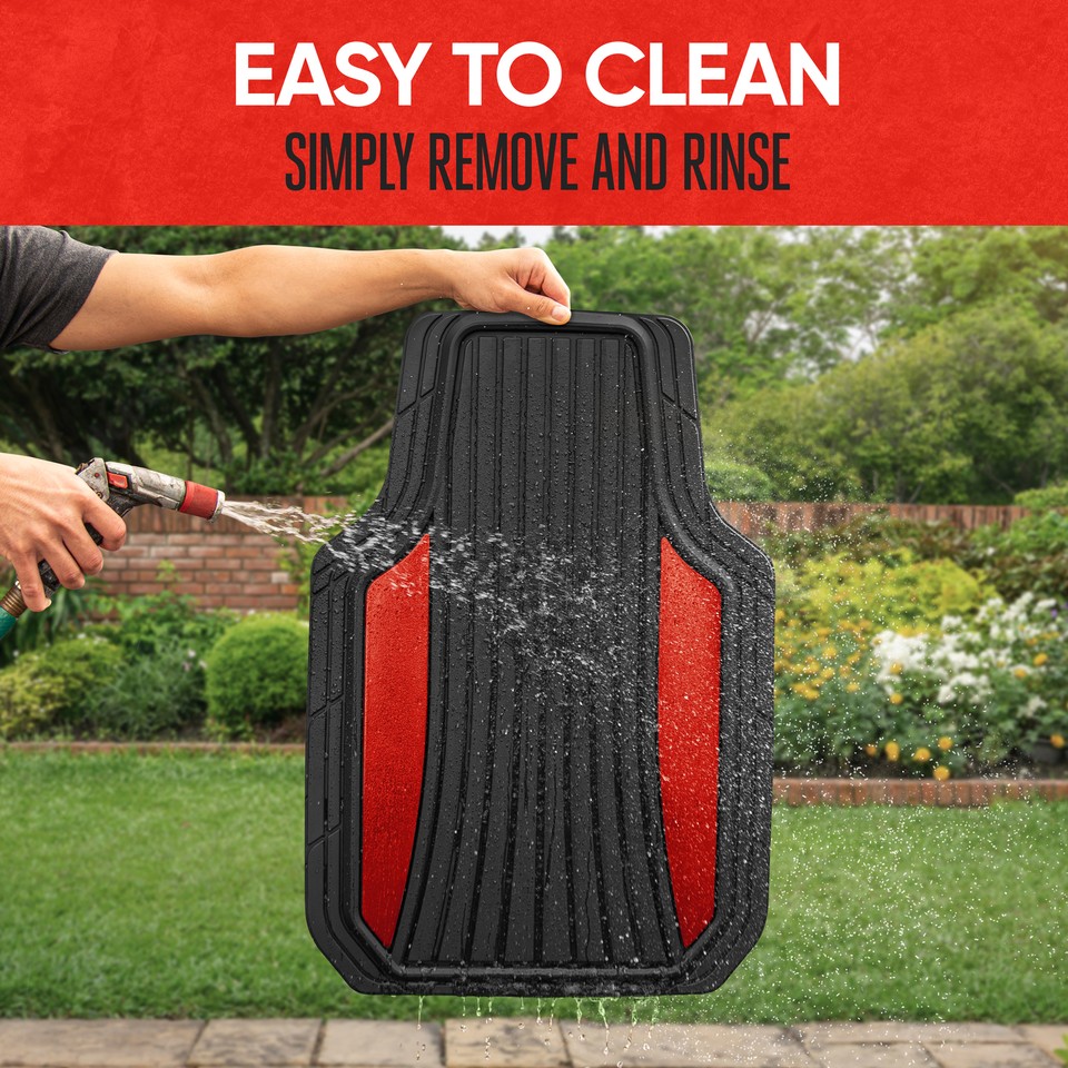 Motor Trend Shield Black Red Rubber Floor Mats Car SUV Truck ...