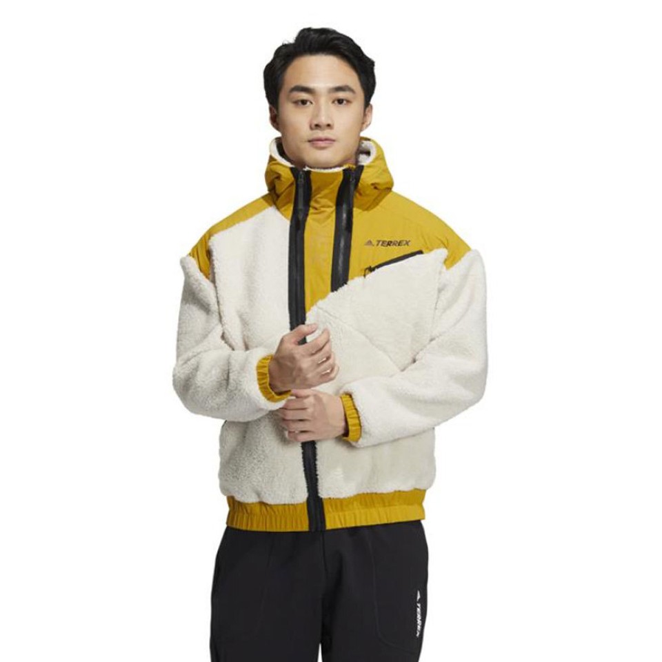 Adidas Original Mens TERREX VOYGER SHERPA FLEECE JACKET HN2024 GOLD M ...
