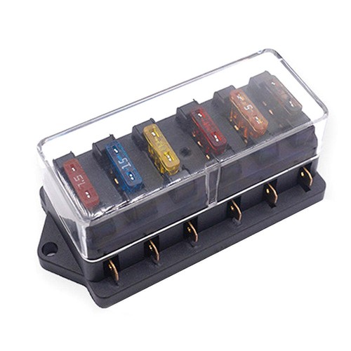 6 Way Car Circuit Standard Blade Fuse Box Block Holder For 12V / 24V ...