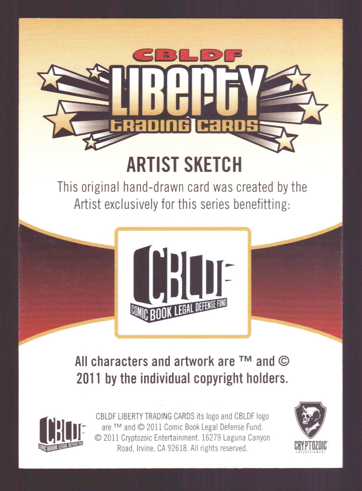 2011 Cryptozoic CBLDF Liberty Artist Sketch Card by Vince Sunico | eBay