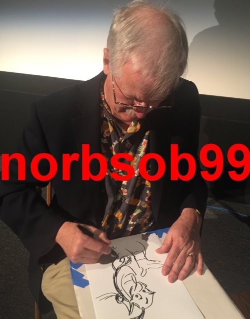 JOHN MUSKER SIGNED ALADDIN GENIE DRAWING SKETCH w/PROOF & RON CLEMENTS ...