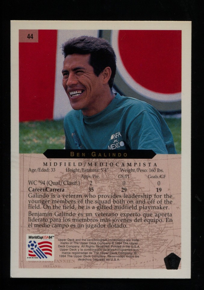 Ben Galindo Upper Deck World Cup USA 1994 #44 | eBay
