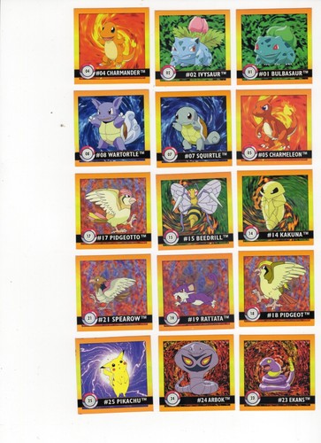 Mix And Match You Choose - Pokemon Artbox Series 1 Stickers 1999 ...