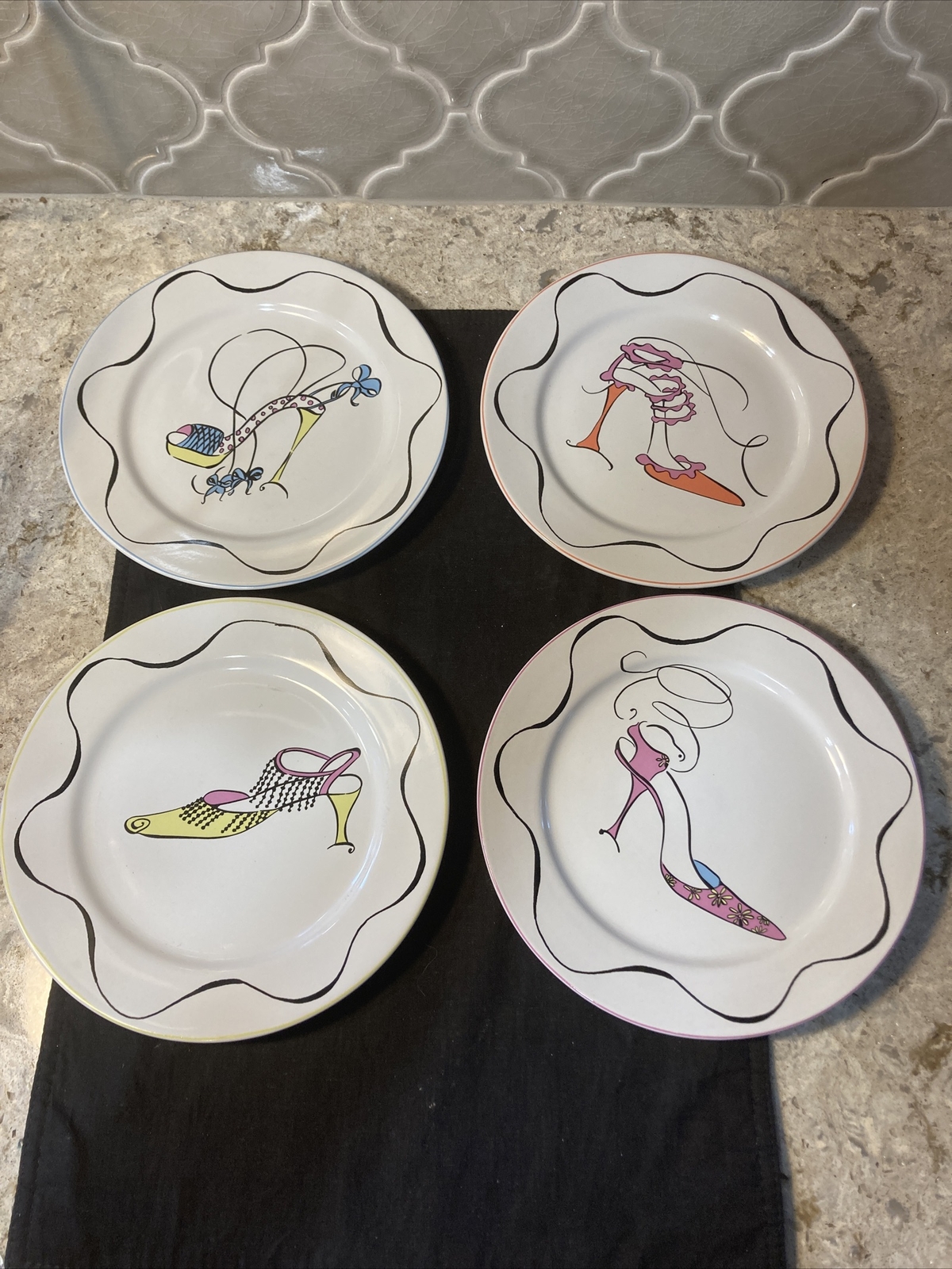 4 Vintage Stylish Salad Plates High Heel Shoes ROSANNA 8" Dessert | eBay