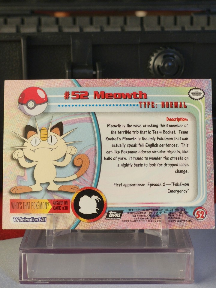 Topps Series 1 Pokemon Card #52 Meowth Textured HOLO Black Logo | eBay