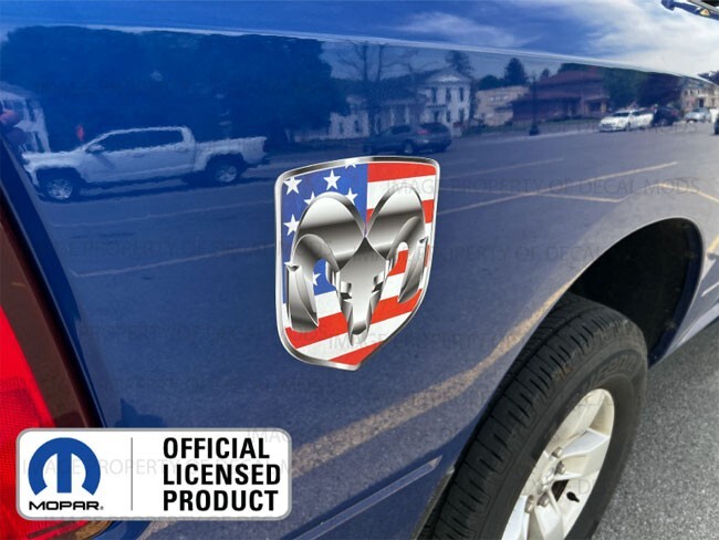 (2x) Dodge RAM Head Shield Logo Truck Decals Stickers American Flag USA ...