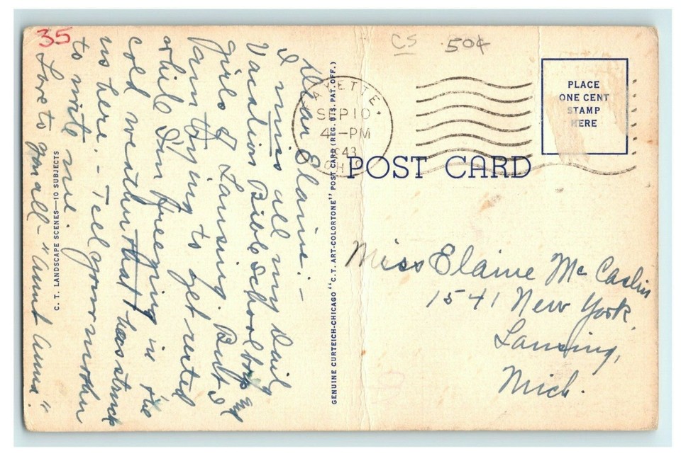 1943 Greetings From Fayette Oxford Ohio Vintage Postcard | eBay