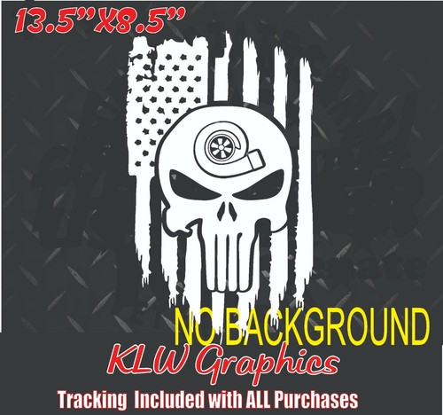 Skull Flag Decal Sticker Turbo Diesel Truck Crew Cab Soot Def America 6 ...