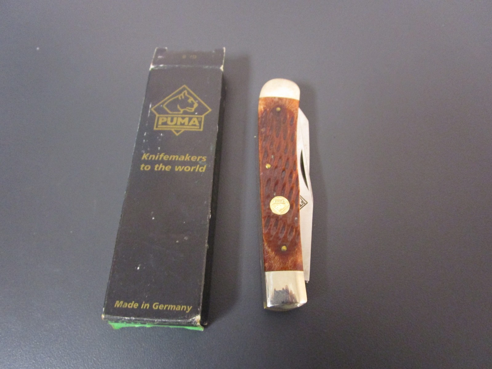 Vintage PUMA 48 0630 Trapper Pocket Knife Jigged Bone Stag Handle ...