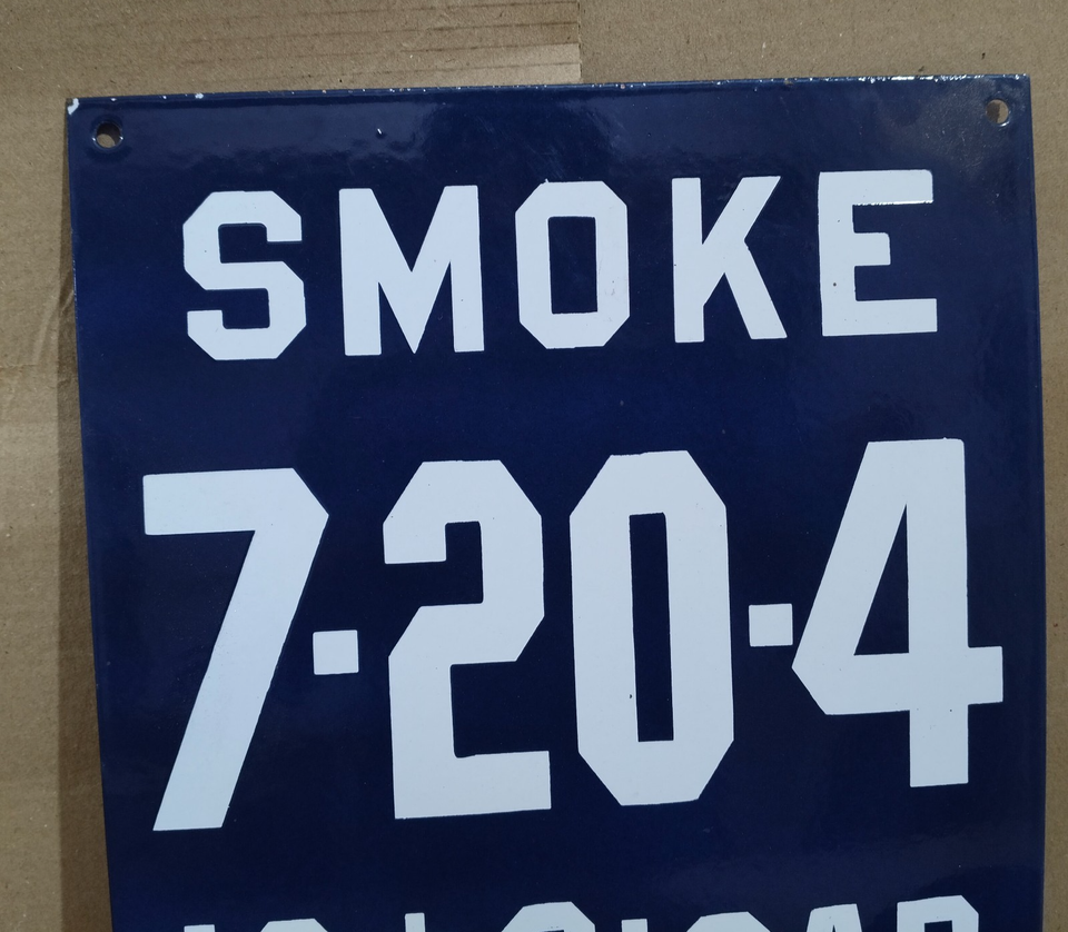R.G. Sullivan Co.'s "7-20-4" Cigar Porcelain Enamel Sign 18 x 12 Inches ...