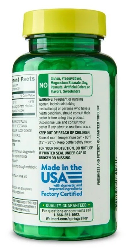 Spring Valley Magnesium 200 mg 60 Capsules | Sleep Bone Joint Support 2 ...