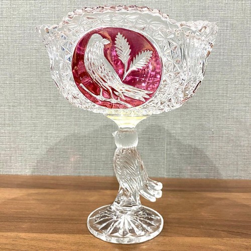 HOFBAUER Crystal Glass Red Bird Sculpture Contour Germany Collectible ...