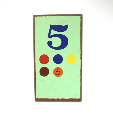 Vintage Classroom Alphabet Wood Flashcard NUMBER 5 Wall Hanging Kids ...