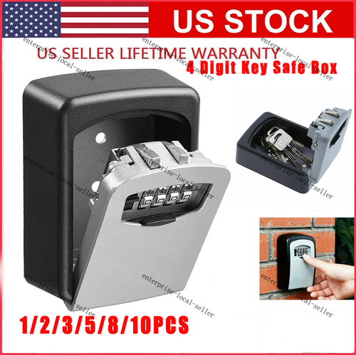 1-10 PCS Key Safe Box 4 Digit Wall Mounted Outdoor Security Code Lock ...