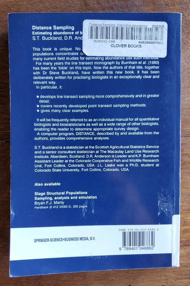 Distance Sampling: Estimating abundance of biological populations ...