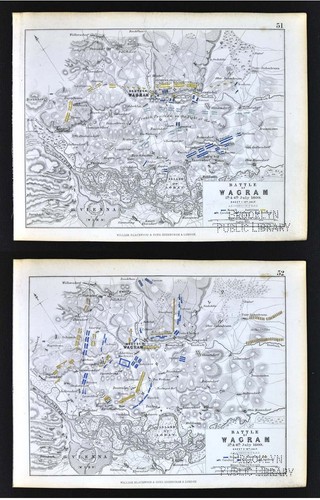 1850 Johnston Military 2 Maps - Napoleon Battle of Wagram 1809 - Vienna ...