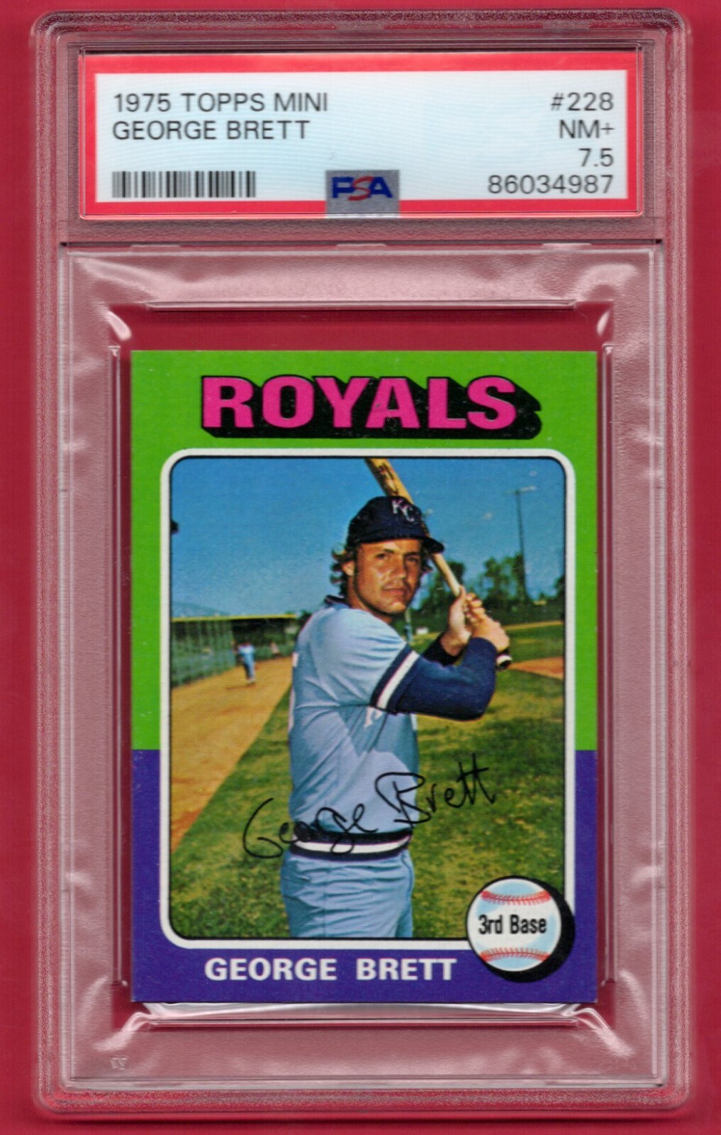 1975 Topps Mini #228 George Brett Rookie Royals PSA 7.5 NM+ Baseball ...
