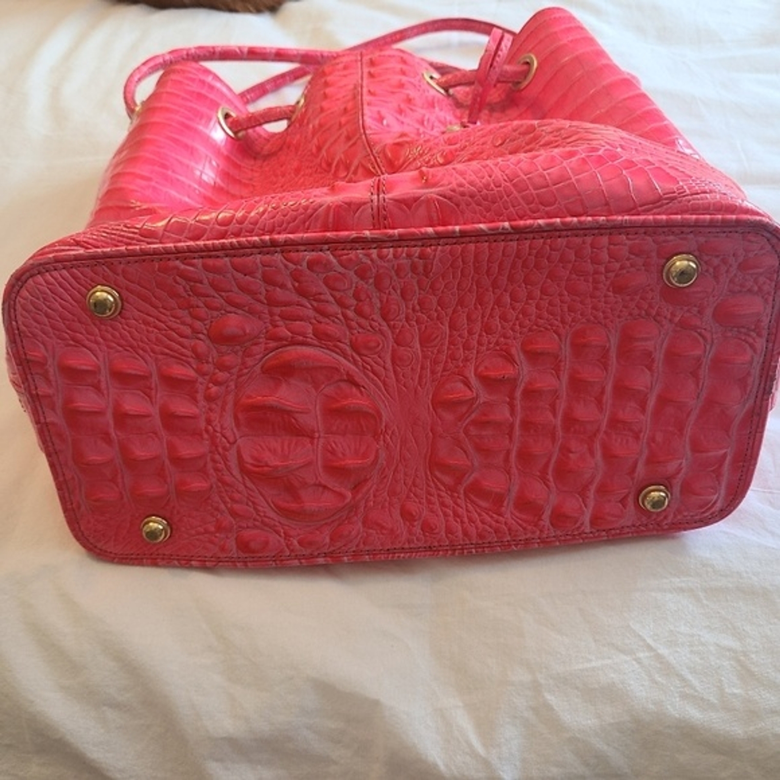 Brahmin hot pink croc bucket purse | eBay